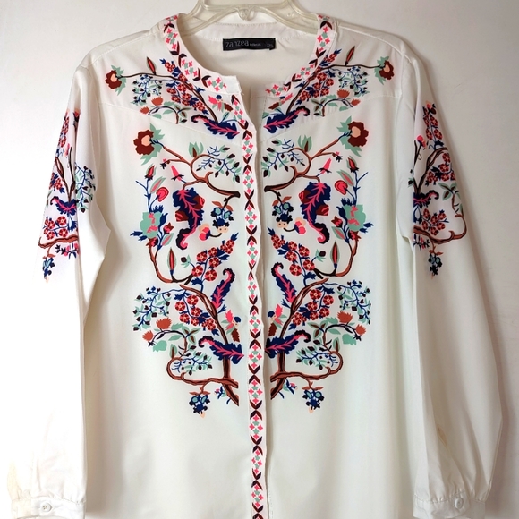 Zanzea | Tops | Zanzea Blouse Xxl Top White Colorful Floral Long Sleeve ...